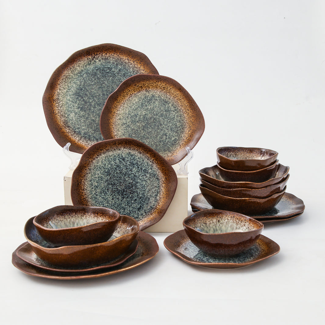 DECOSIGNATURE | Ocean Blue Porcelain Dinnerware Set Luxury Tableware