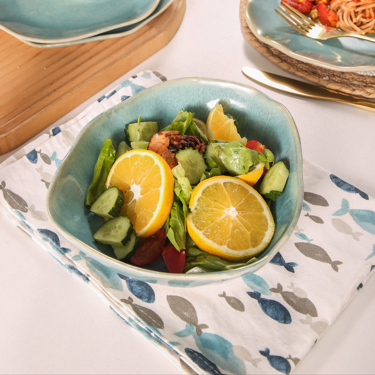 16-Piece Stoneware Set-Aqua Blue – DECOSIGNATURE