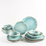 Aqua Blue 16-Piece Organic Dinnerware Set – DECOSIGNATURE